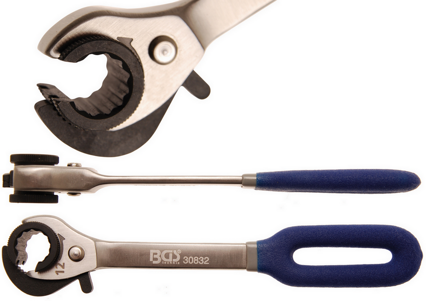 Clé tuyauter cliquet ouverte 12 mm