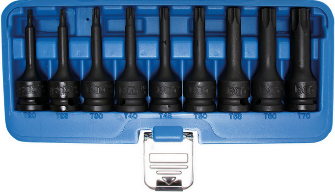 Douilles embouts Torx plus choc 3/4. Profil T55-T100, longueur 60 mm, haute résistance.