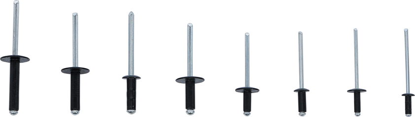 Assortiment de rivets pop | aluminium | 3,2 - 4,8 mm | 200 pièces