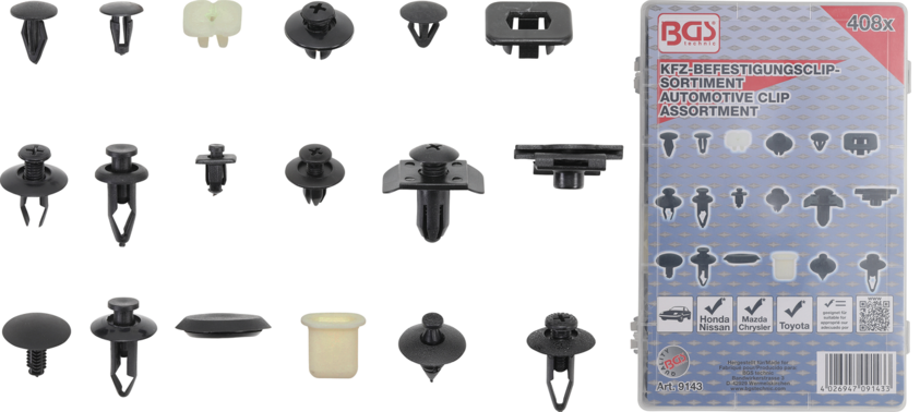Clips fixation automobiles Renault. Adaptés pour habillages et garnitures.